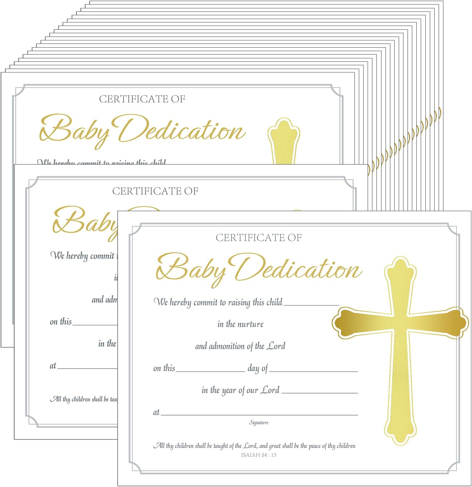 Amazon.com : 24 Pcs Baby Dedication Certificate Coated Paper Baby ...