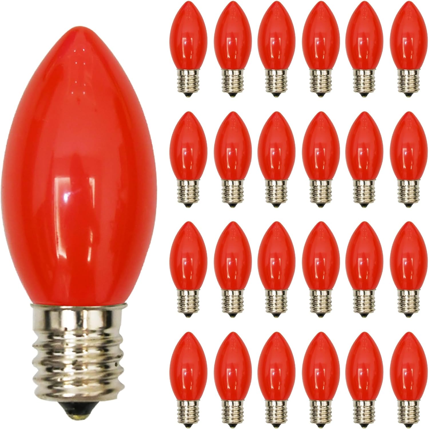 GOOTHY 25 Pack C9 Red Christmas Light Bulbs, E17 Base Incandescent ...