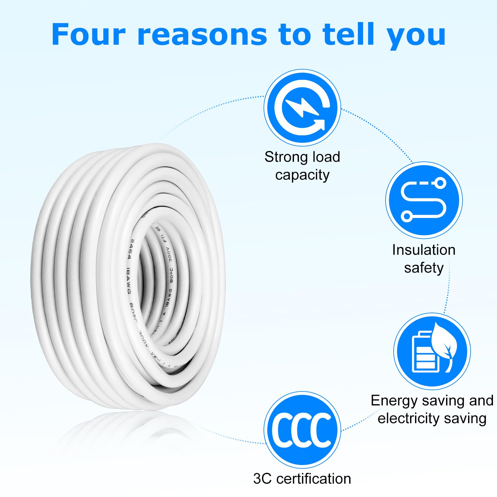 Snapklik.com : 18 Gauge 4 Conductor Electrical Wire, 50FT 18AWG Low ...