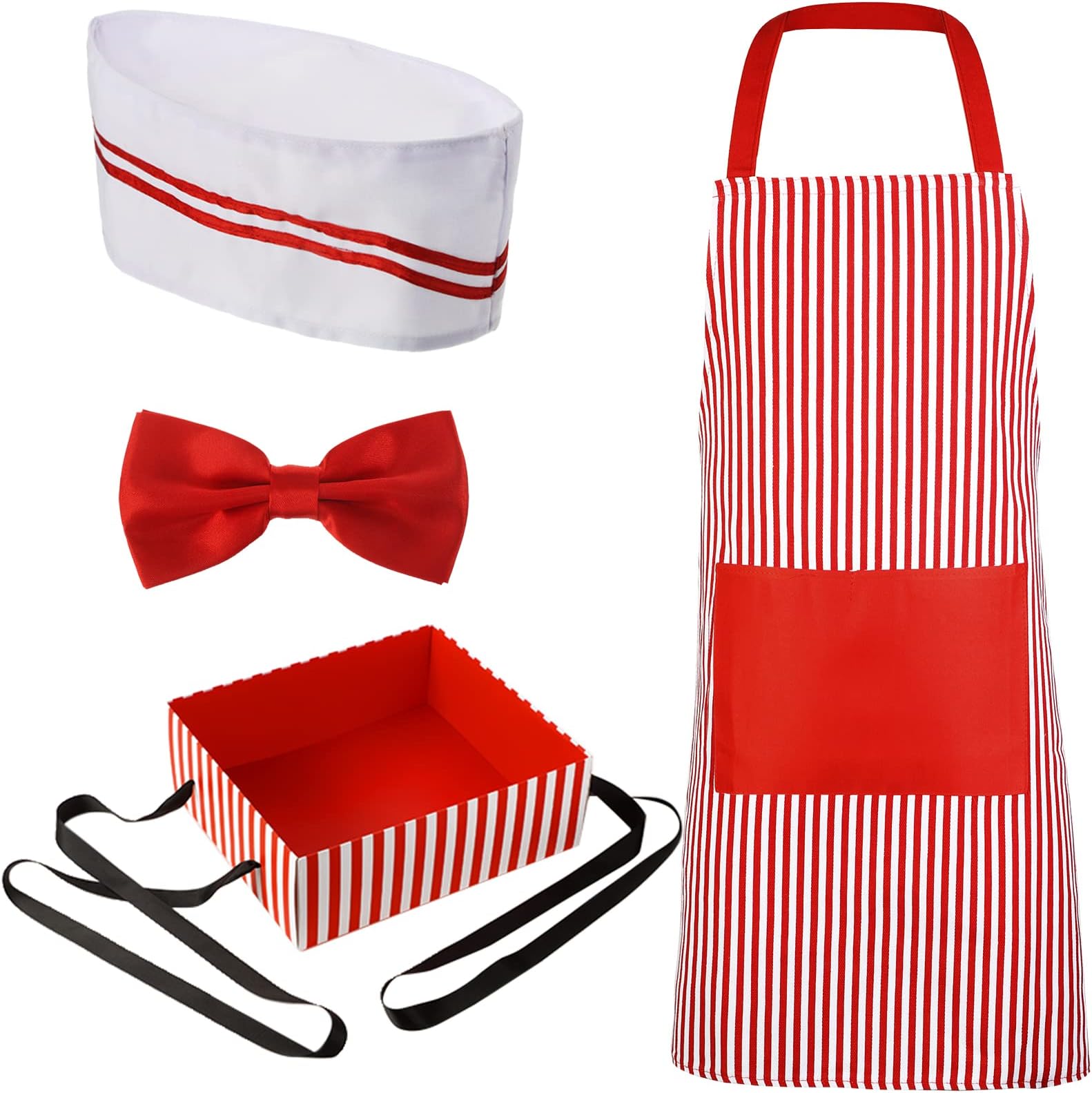 Amazon.com: SATINIOR 4 Pcs Adult Waiter Costume Kits Hot Dog Soda Jerk ...