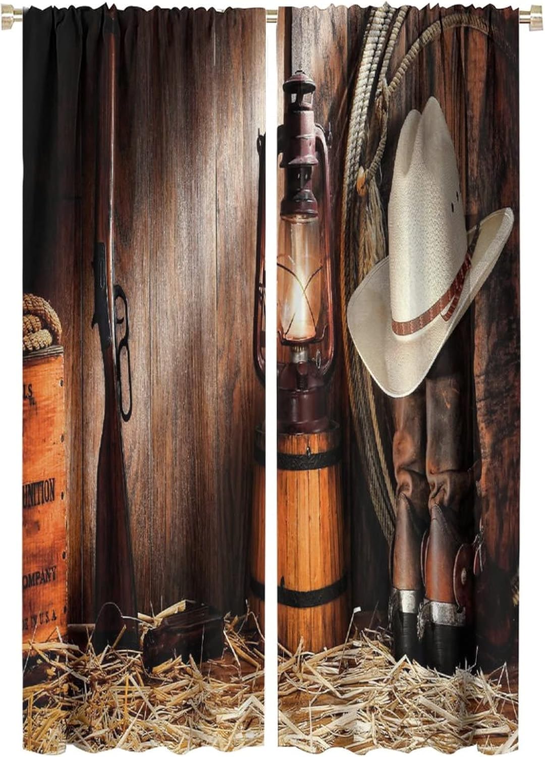 Amazon.com: GoDazzling Western Blackout Window Curtains, West Wooden ...