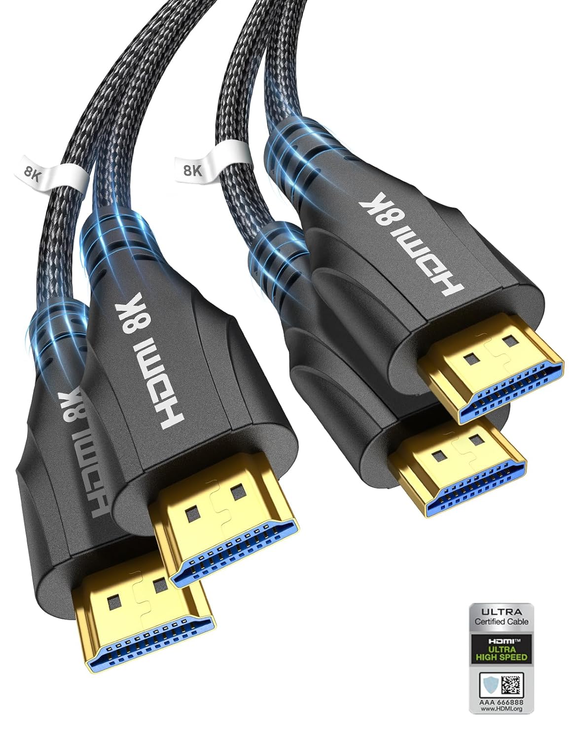 Amazon.com: Cratree HDMI Cable 15FT 2Pack - Certified 8K Ultra High ...