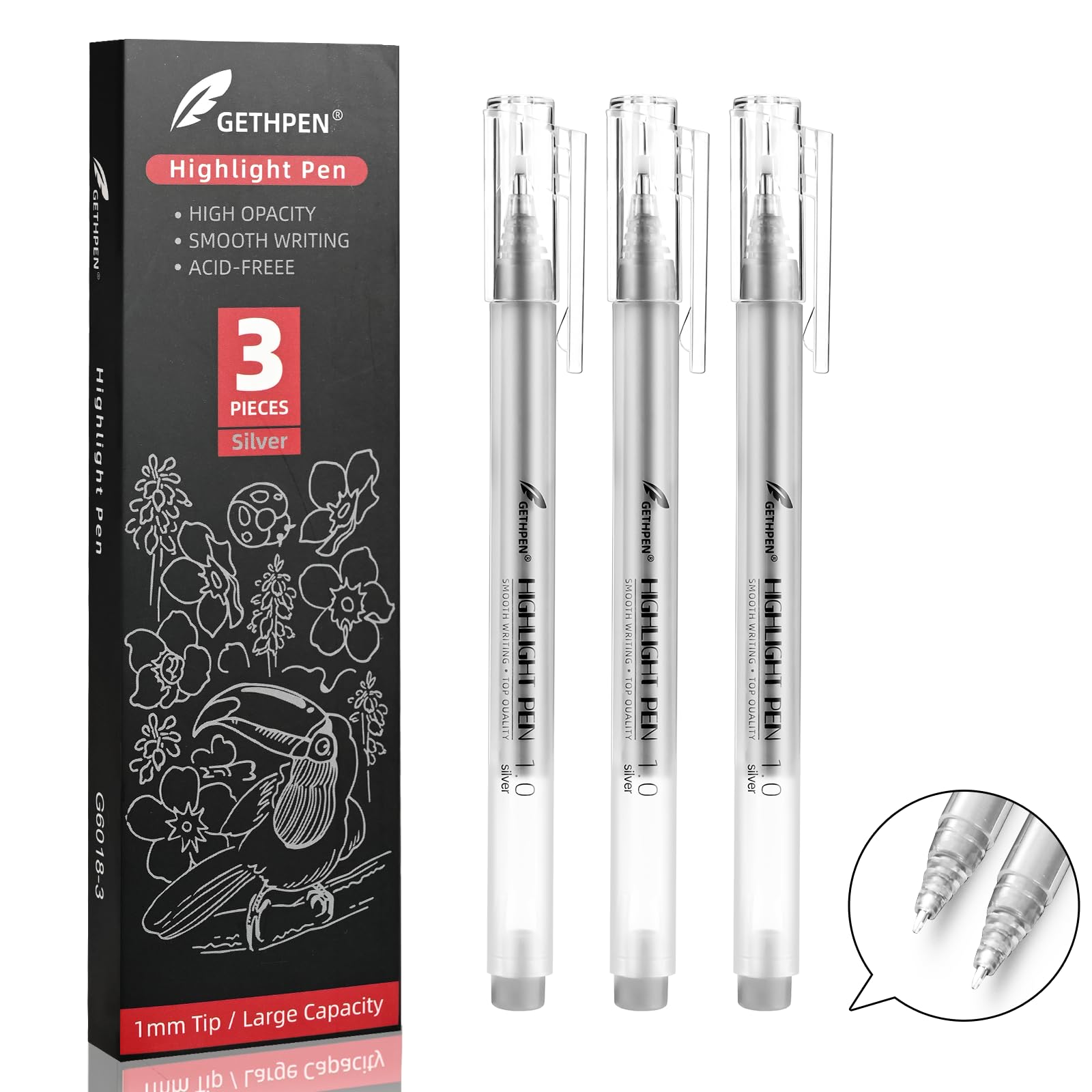 Amazon.com: Silver Pens, 3Pack,1mm Extra Fine Point, Silver Gel Pens ...