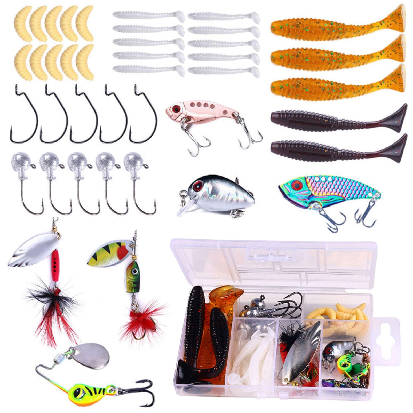 Amazon.com : HENGJIA Fishing Lures Kit Set, Fishing Tackle Box with ...