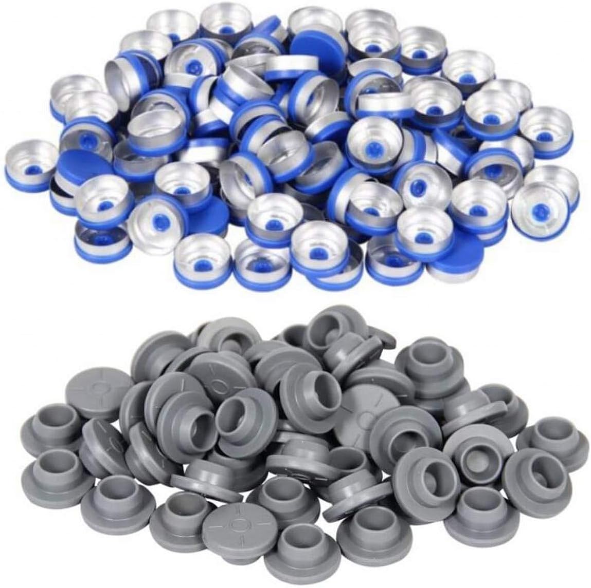 Amazon.com: WellieSTR 100 Pcs Flip-Off Caps and 100 Pcs Rubber Stoppers ...