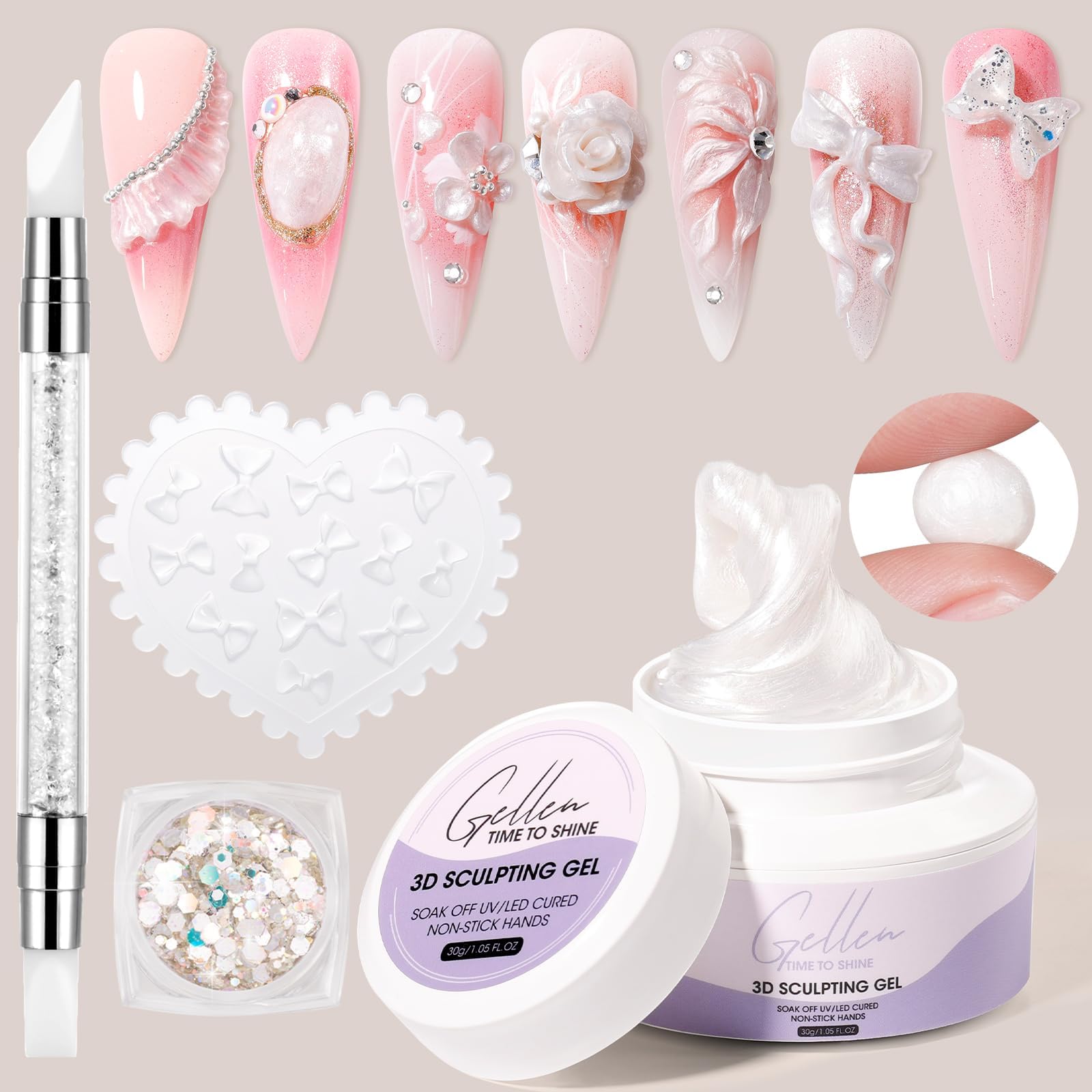 Amazon.com : RARJSM Aurora Solid Builder Nail Gel Non Sticky Hand 3d ...