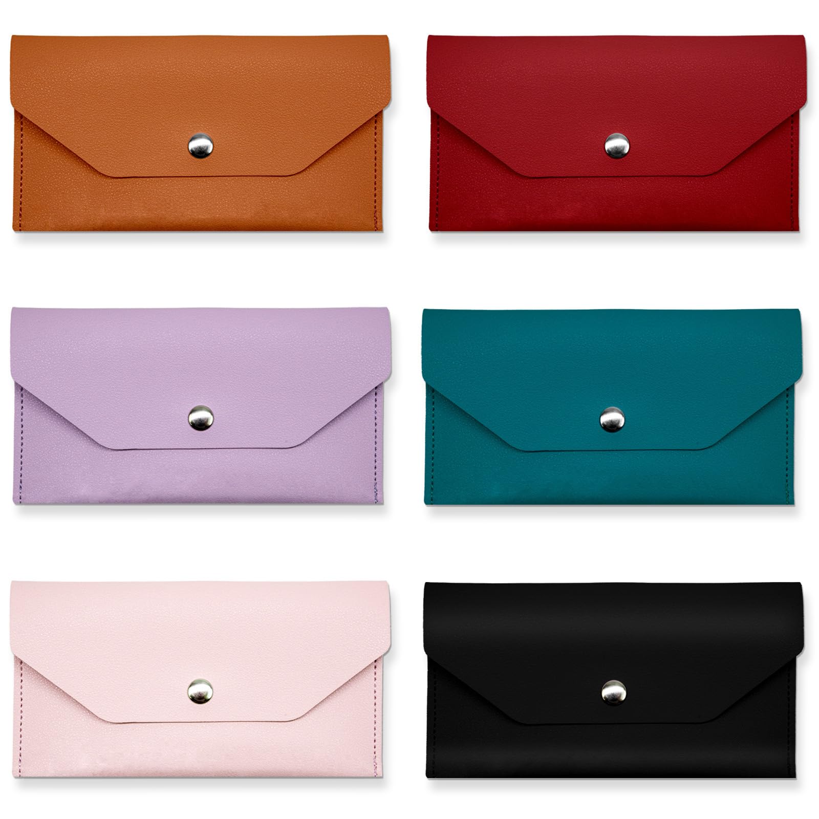 6 Pcs Cash Envelope Wallets Reusable PU Leather Money Organizer for ...