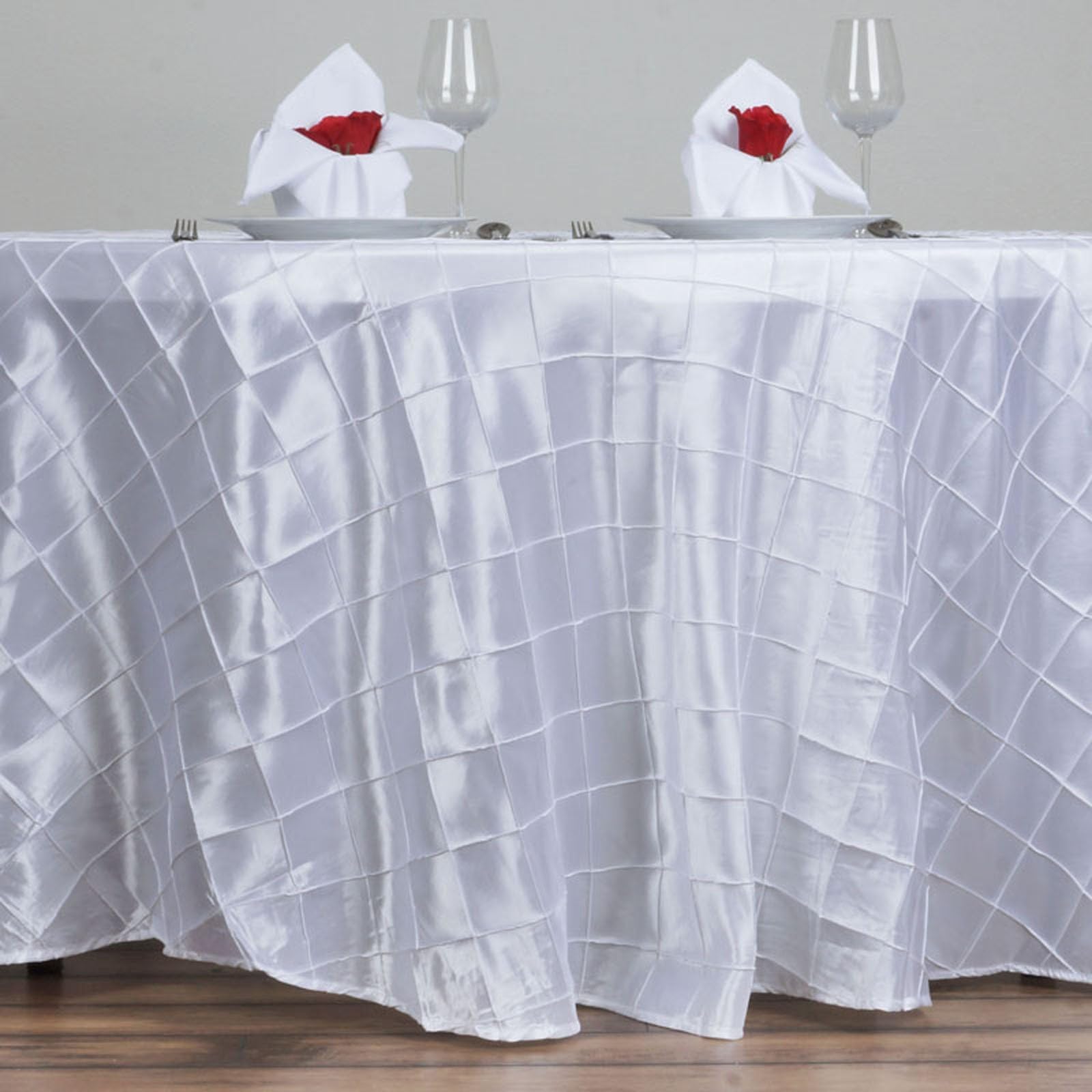 Amazon.com: BalsaCircle 120-Inch Gold Round Pintuck Taffeta Tablecloth ...