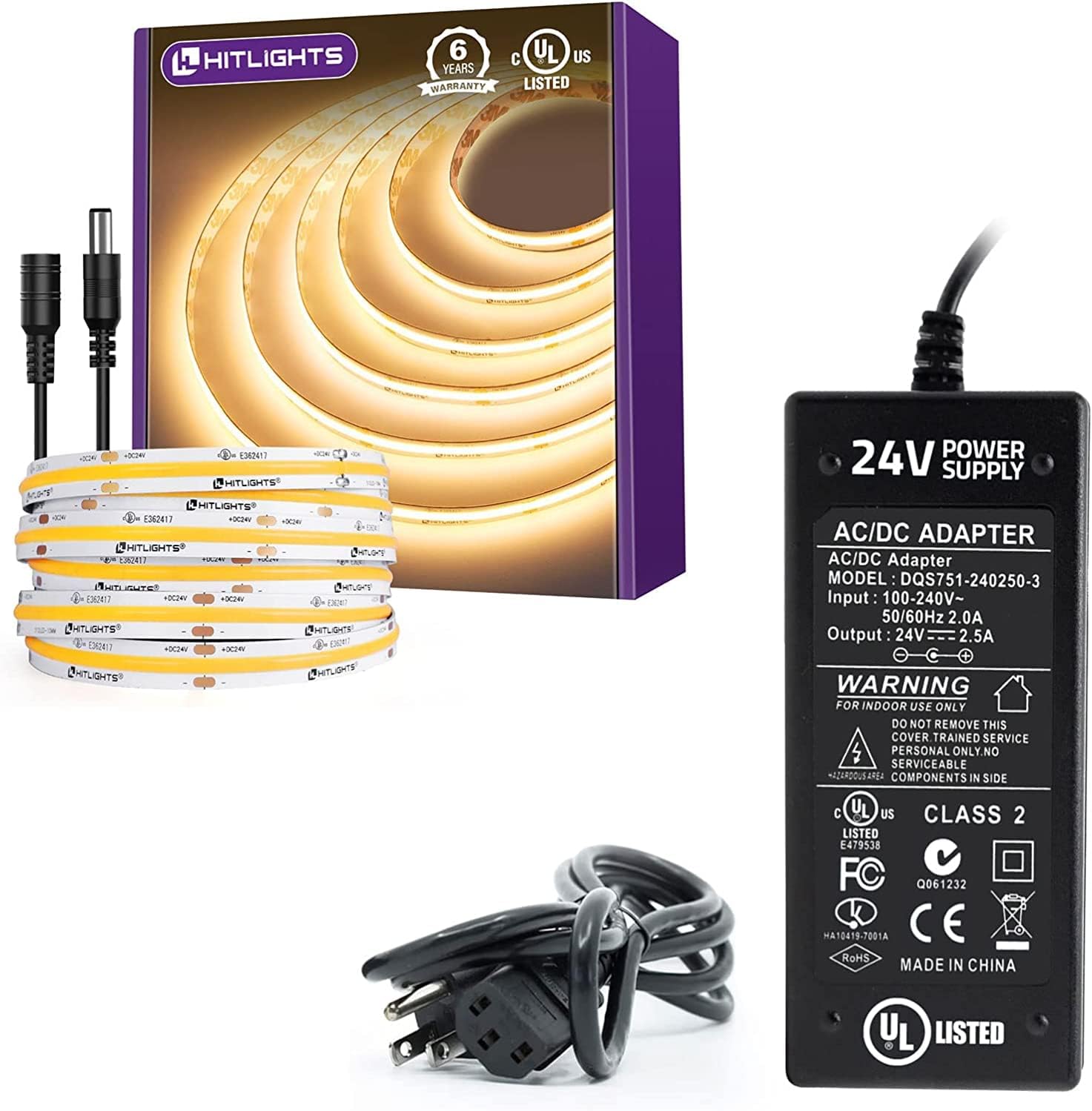 Amazon.com: HitLights COB LED Strip Lights Warm White, 16.4ft Premium ...