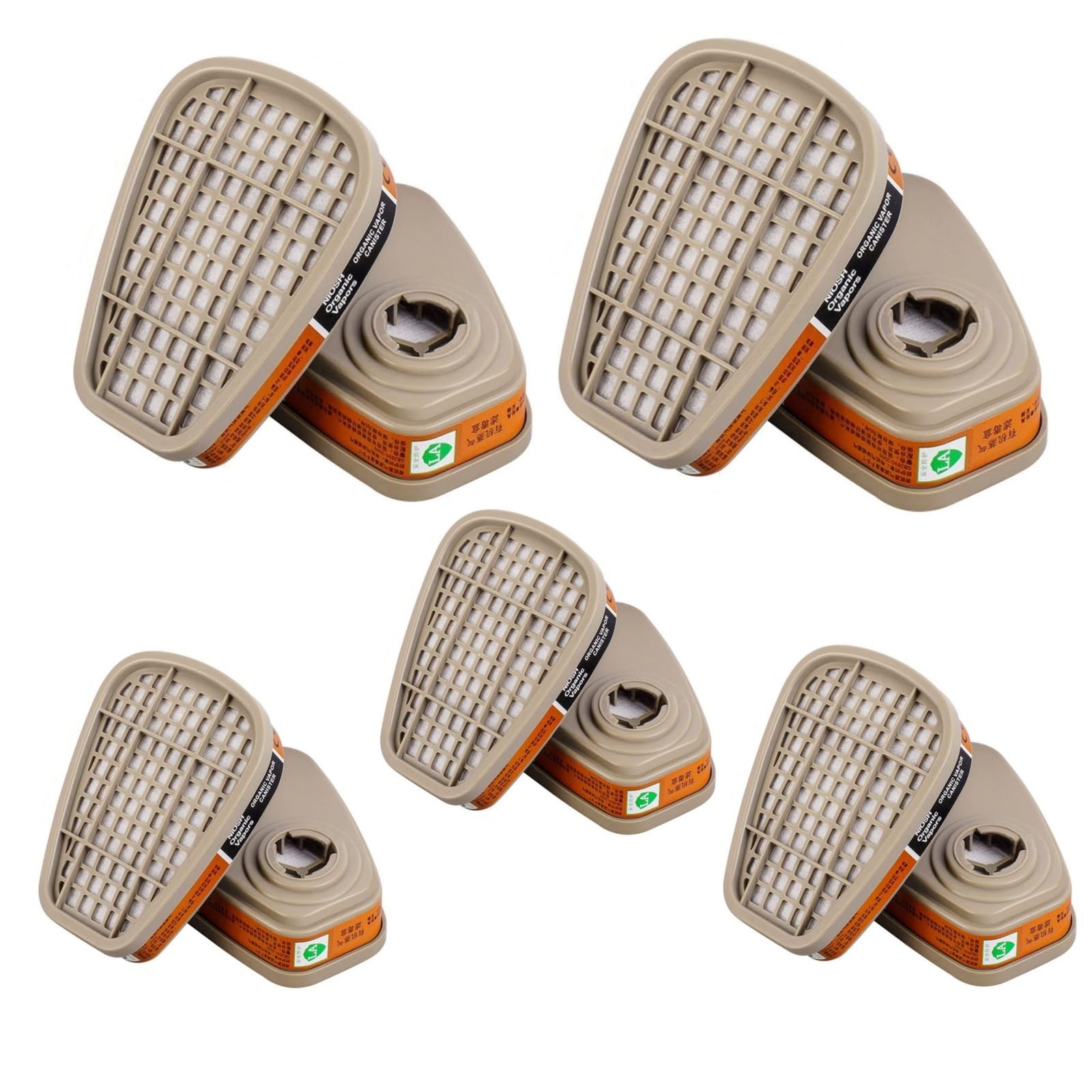 5 Pairs Respirator Filter Catridges, Dust Gas Organic Vapor Activated ...