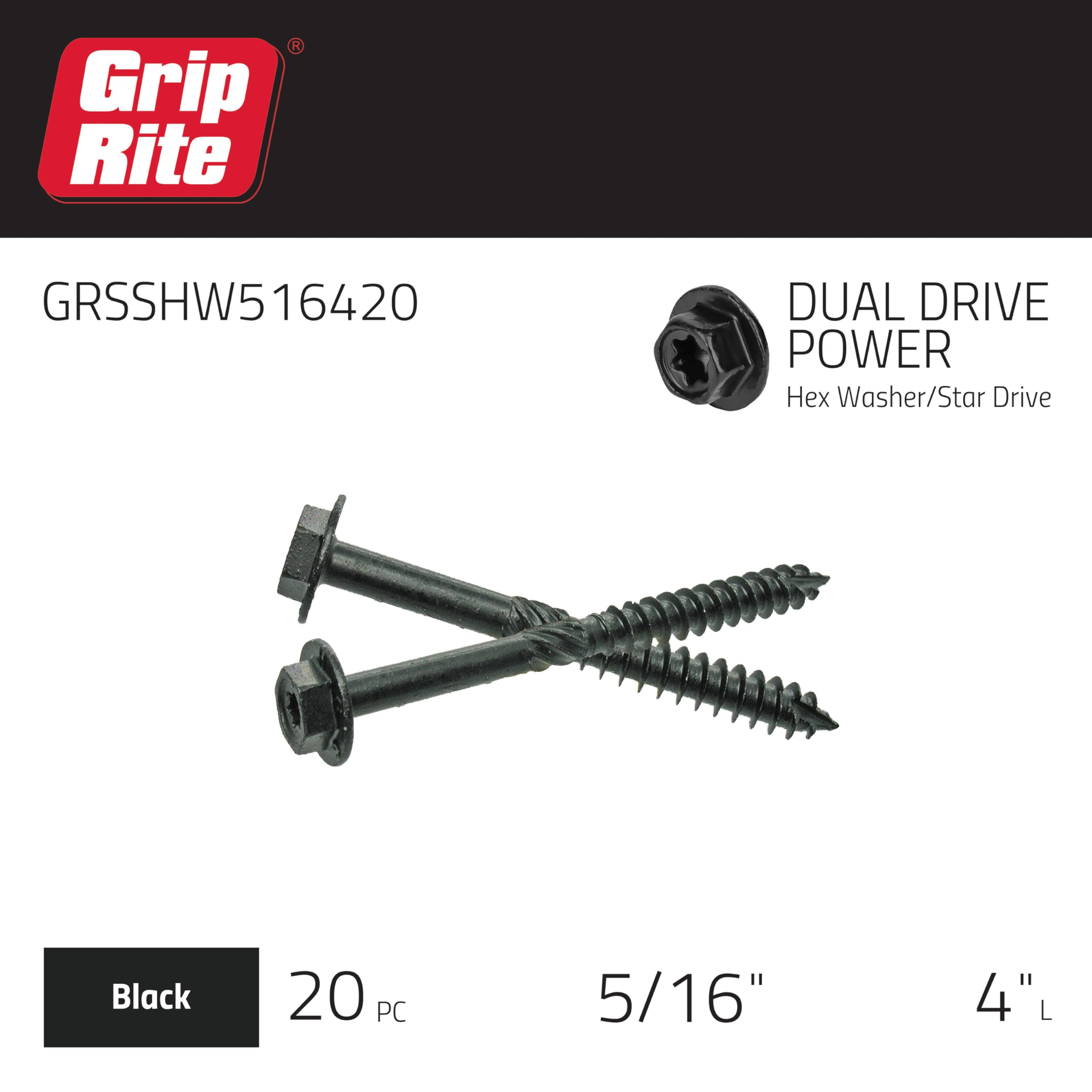 Snapklik.com : Grip Rite GRSSHW516420 5/16-inch By 4-inch Dual Drive ...