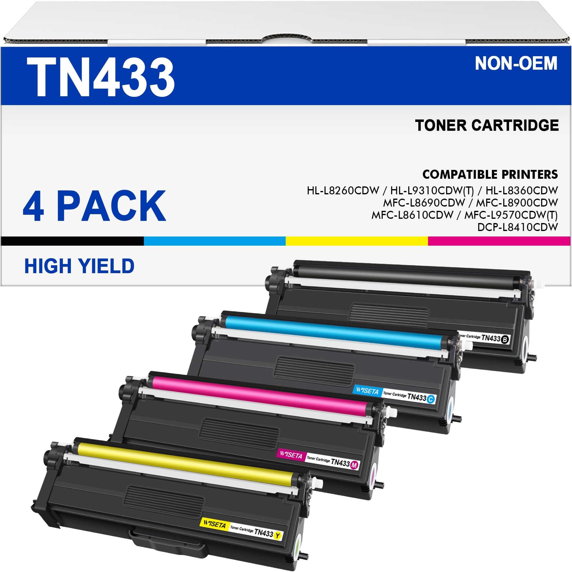 Amazon.com: TN433 Toner Cartridges Replacement for Brother TN433 TN-433 ...