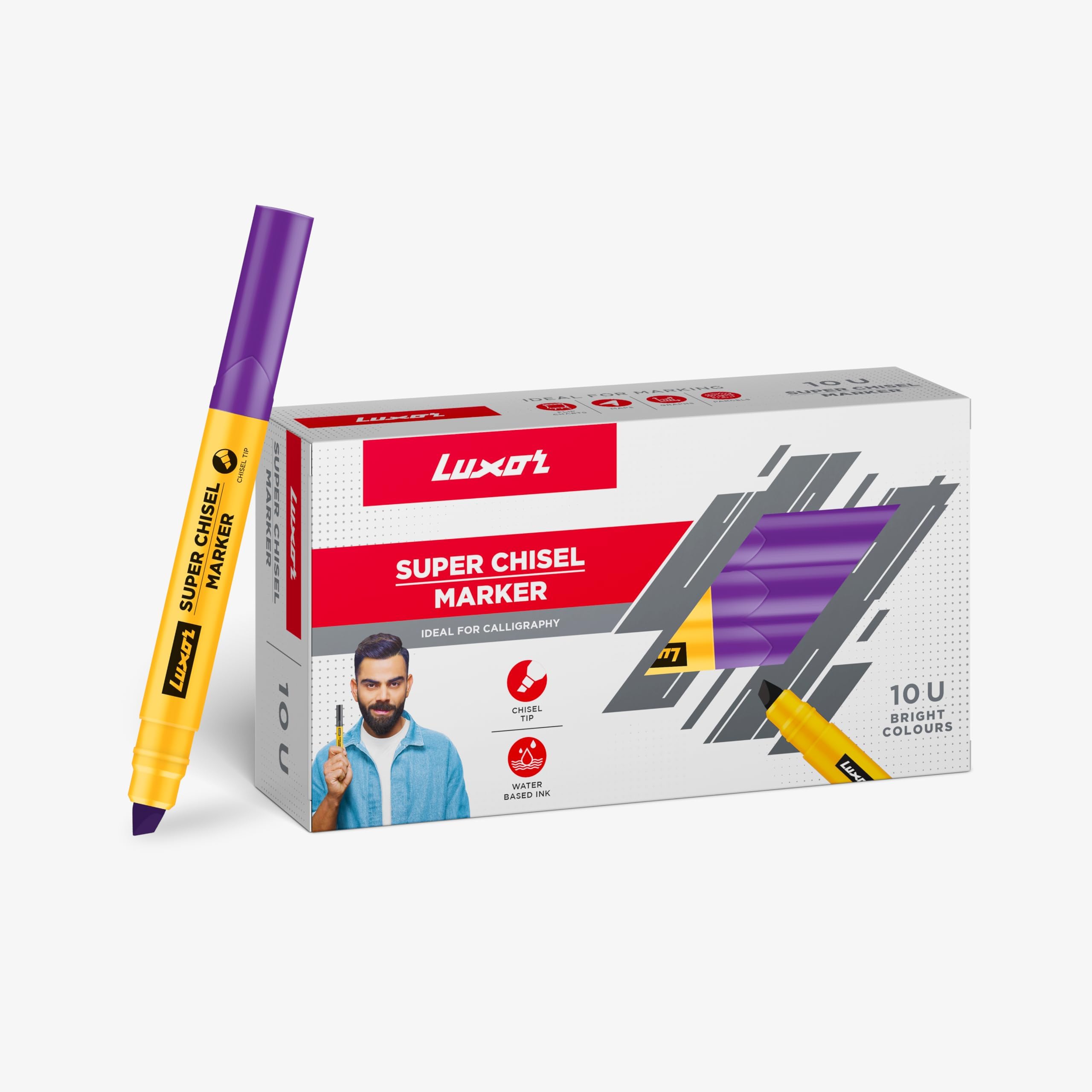 Luxor Chisel Markers, Assorted - Pack of 10 : Amazon.in: Office Products