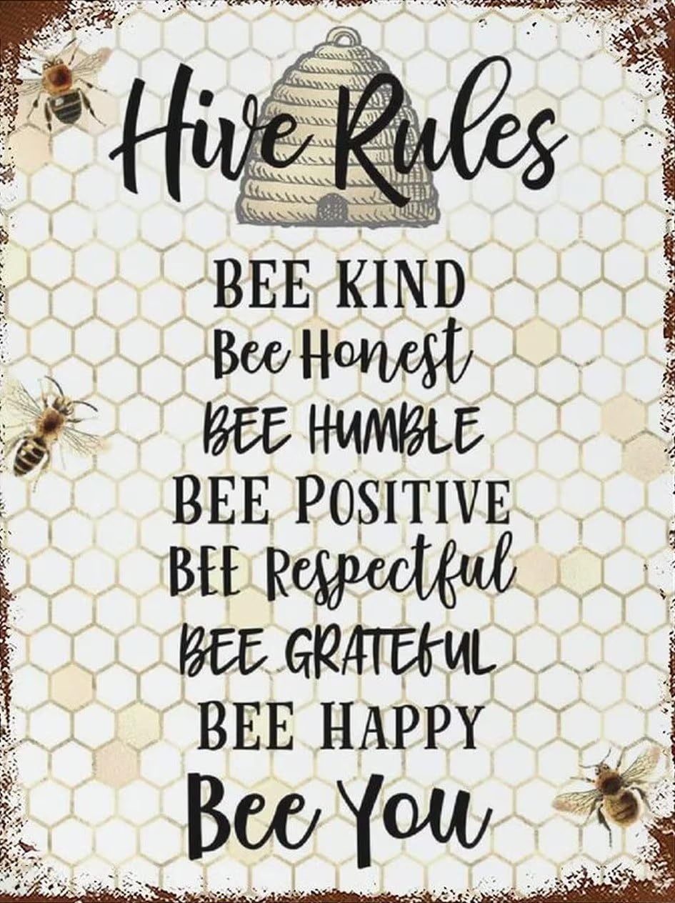 Amazon.com: Retro Hive Rules Paintings Canvas Wall Art Be Kind Honey ...