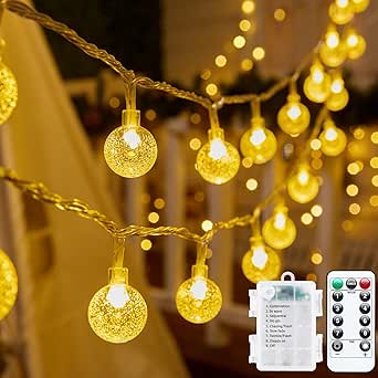Amazon.com: Minetom Crystal Globe String Lights Battery Operated - 17 ...