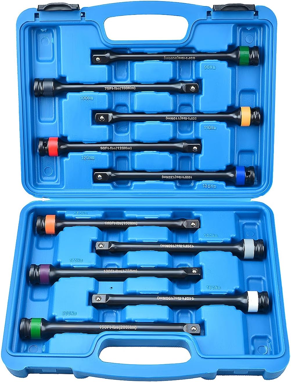 Prokomon 10pc Torque Limiting Socket Extension Bar Tool Kit 65-150 ft ...