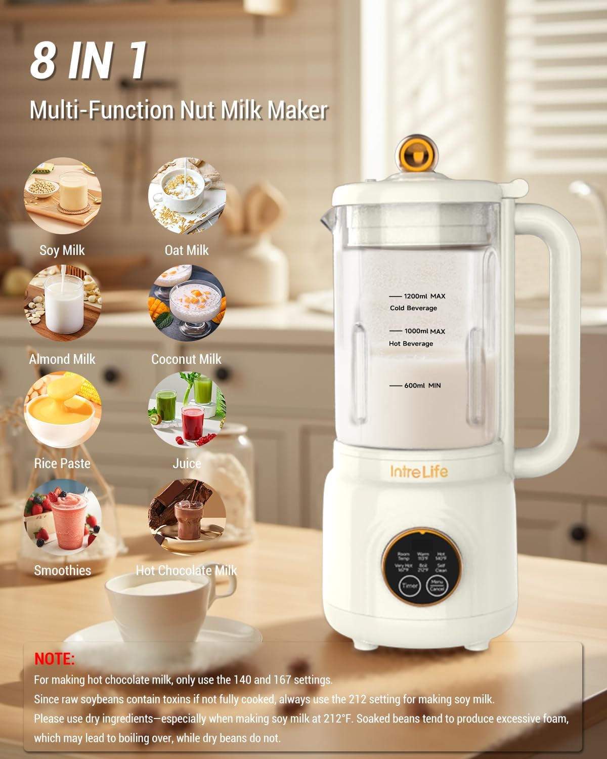 8-in-1 Nut Milk Maker Automatic Nut Milk Maker Machine - 8-in-1 Soybean ...
