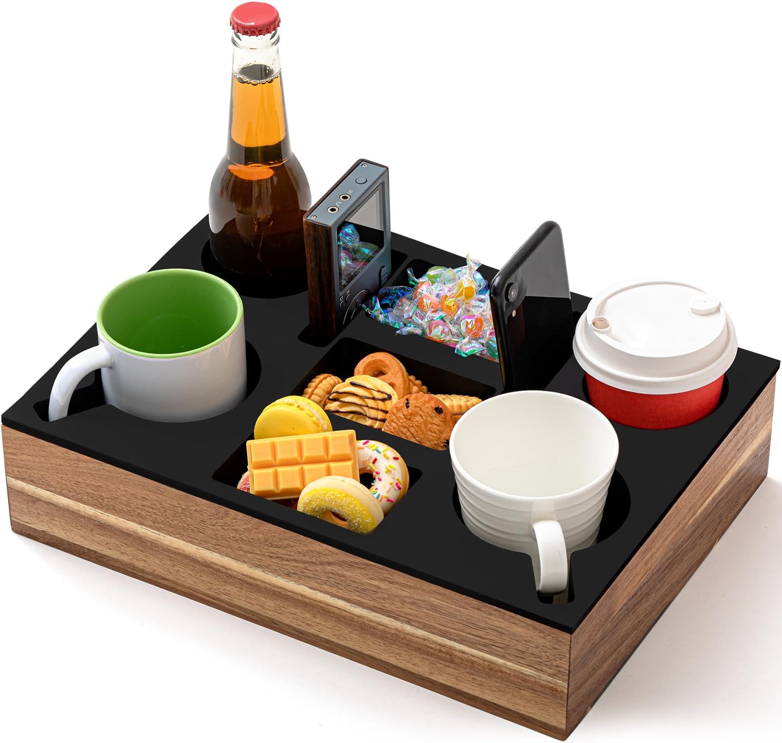 Amazon.com: ROCDEER Couch Caddy, Bamboo Counch Console Anti-spill Couch ...