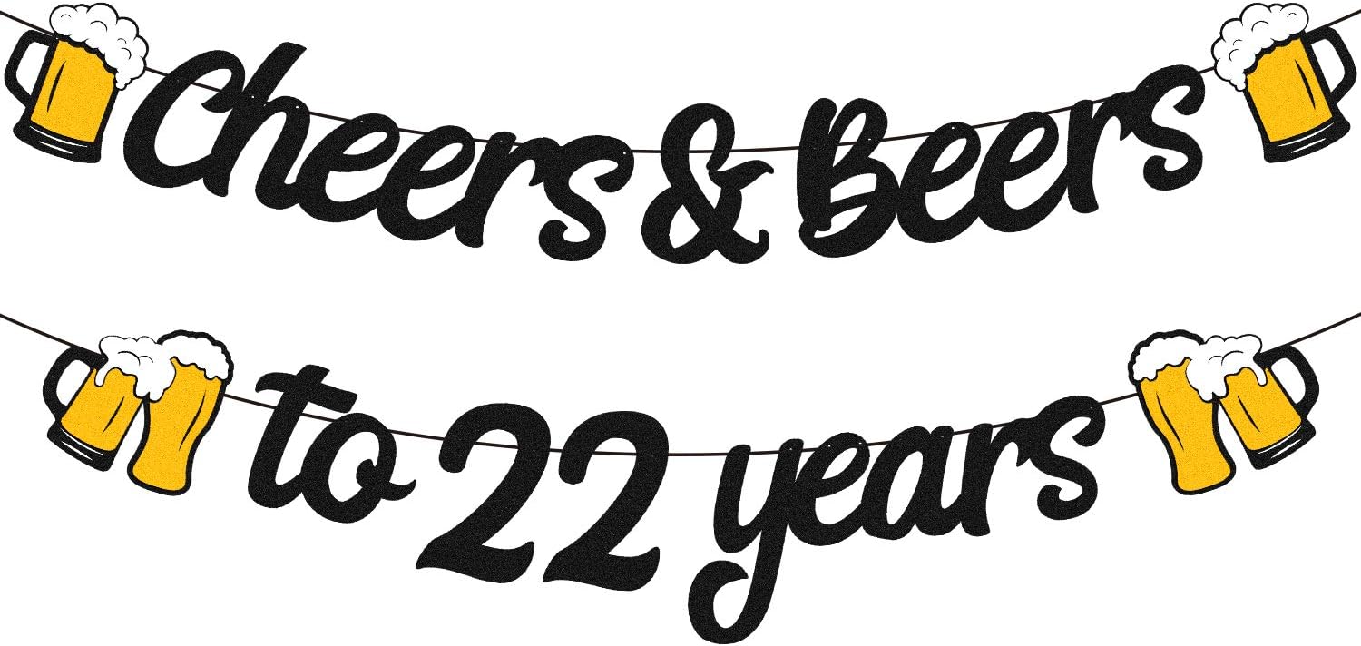 Amazon.com: Cheers and Beers to 22nd Years Banner Happy 22s Birthday ...