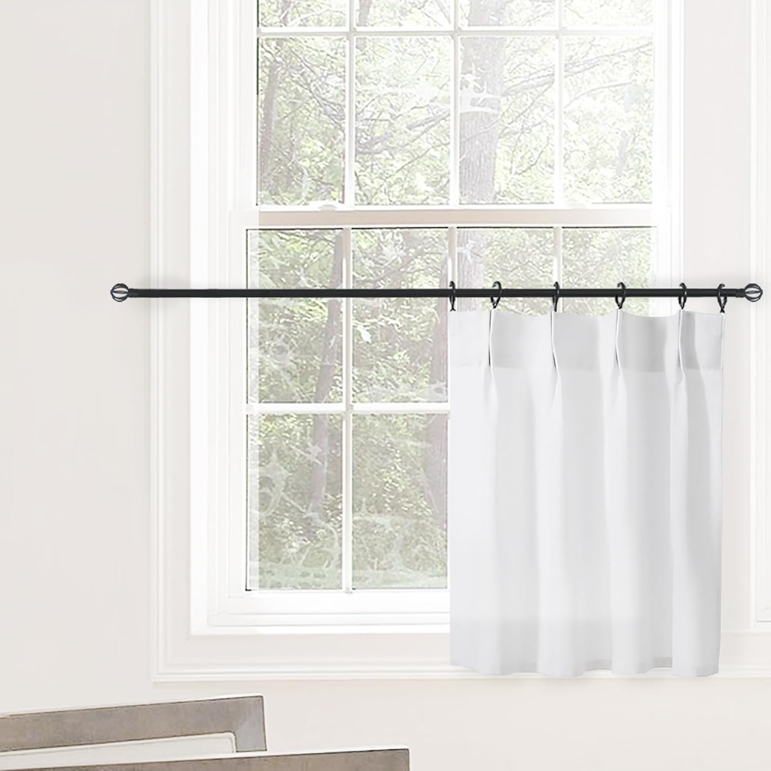 Amazon.com: Mini Curtain for Small Window Pinch Pleated Linen Sheer ...