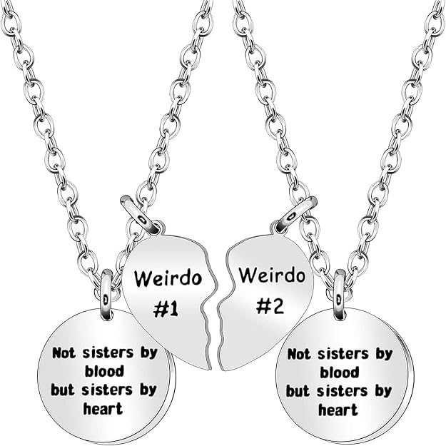 Amazon.com: BFF Necklace for 2 s Weirdo 1 Weirdo 2 Women Matching Heart ...