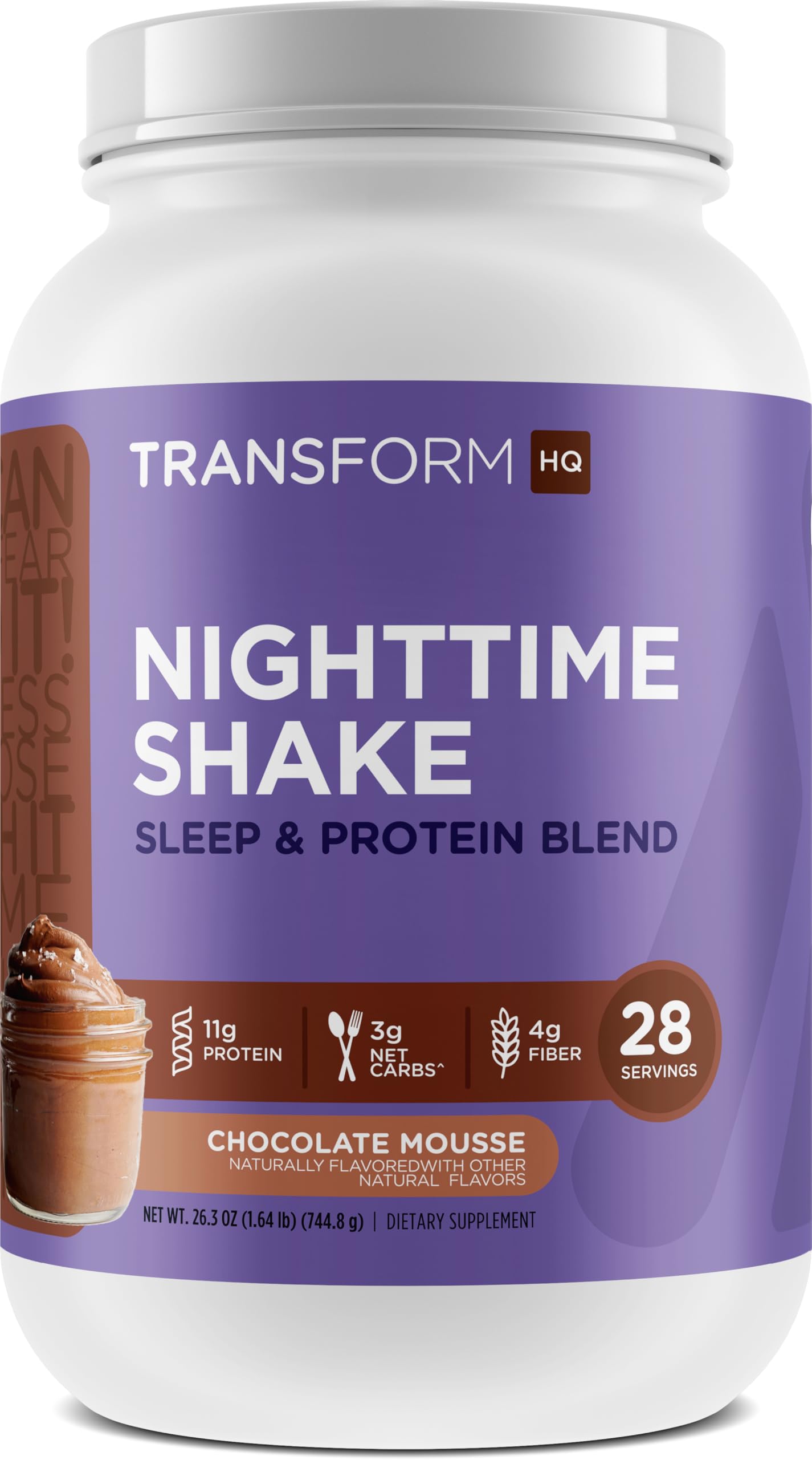 Amazon.com: TransformHQ Nighttime Shake, Sleep + Protein Blend, 28 ...