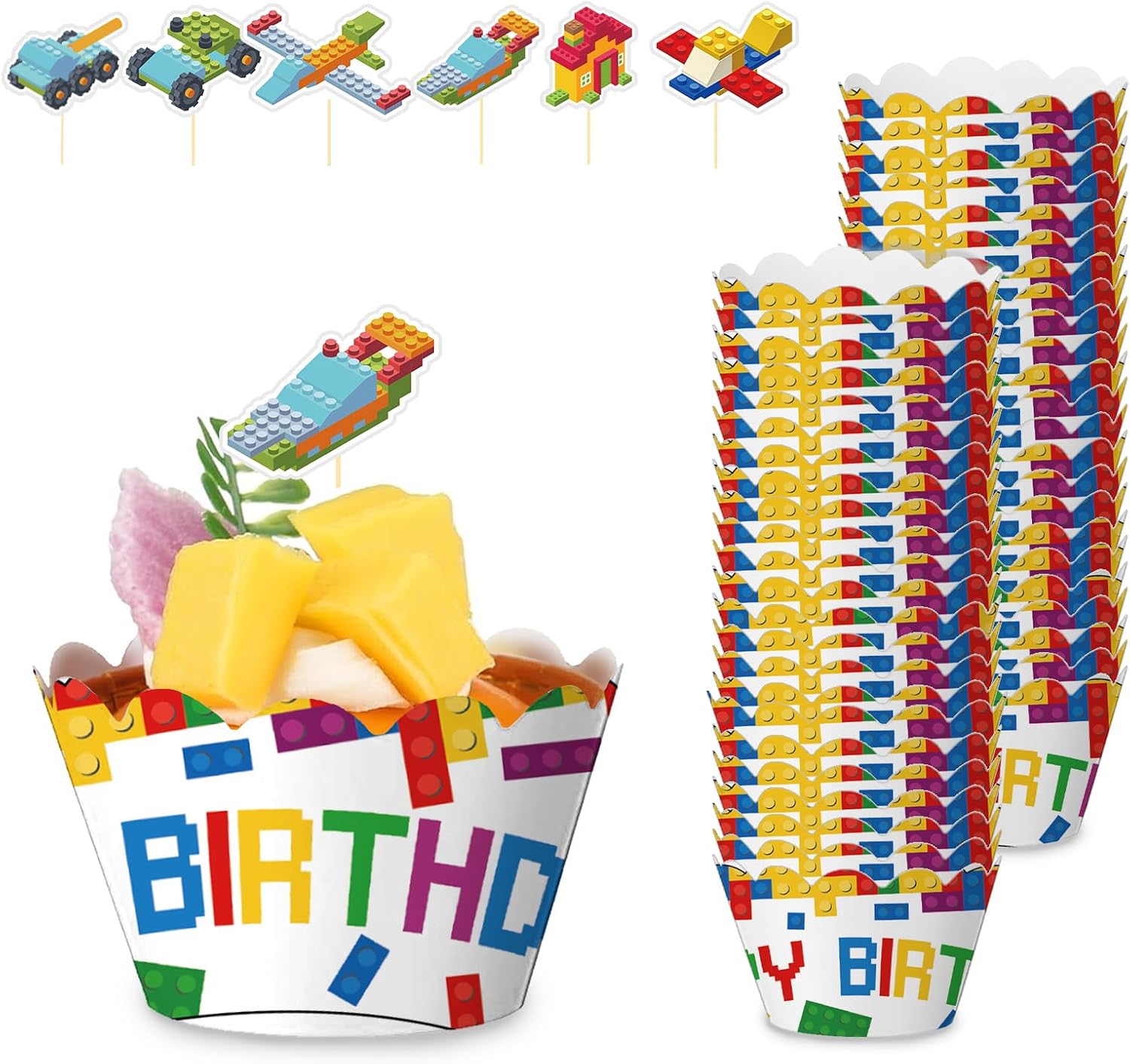 Amazon.com: Building Block Cupcake Liners & Toppers Set-Four Seasons ...