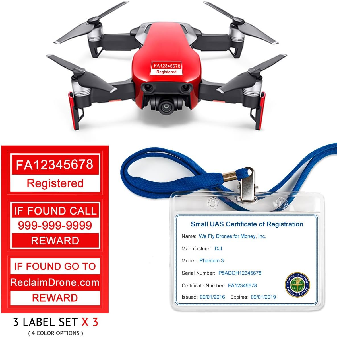 Amazon.com: FAA Drone Labels (2 Sets of 3) + FAA UAS Registration ID ...