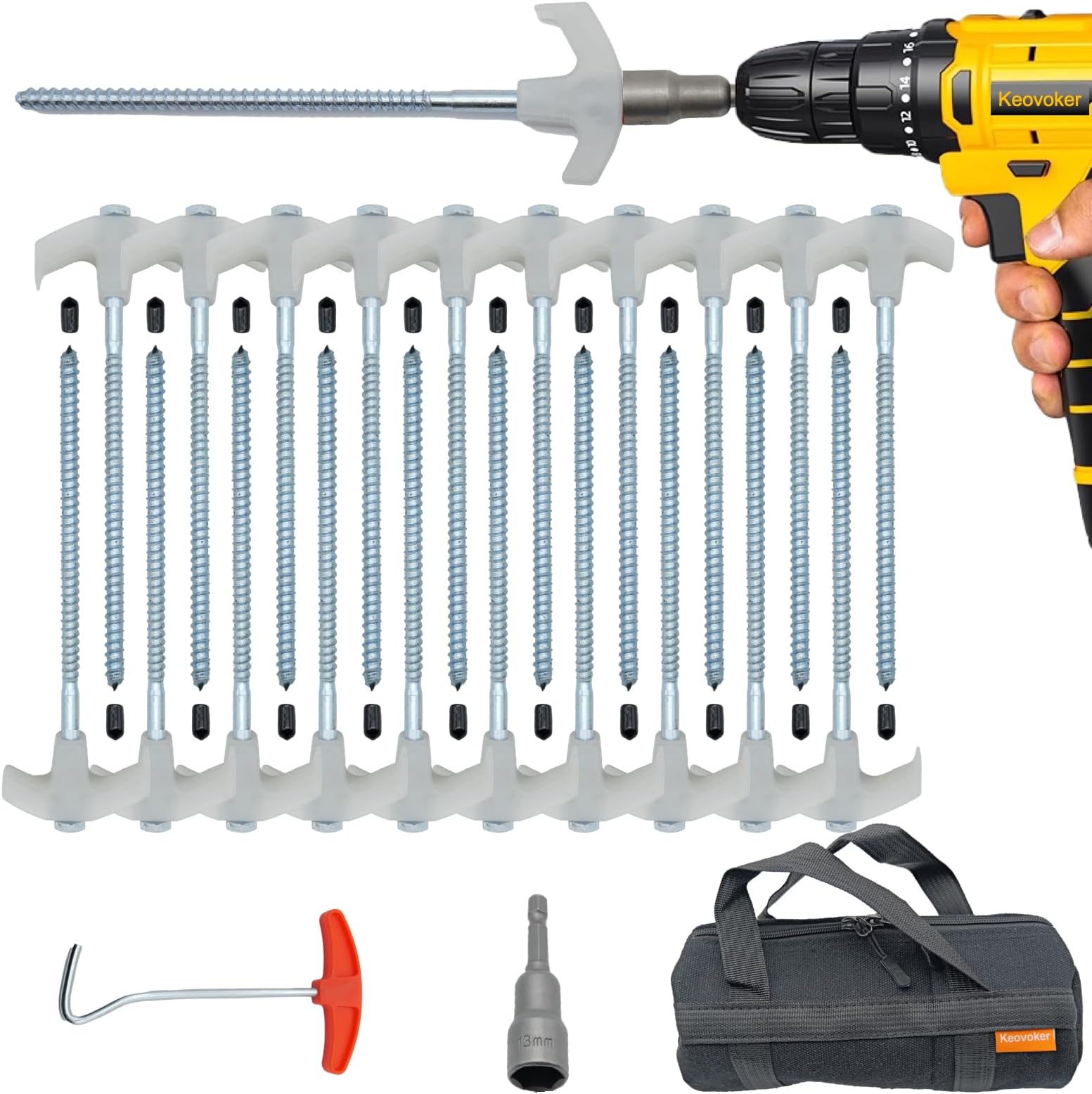 Amazon.com : Holdia 15 Pcs Super Heavy Duty Threaded Tent Stakes - Glow ...