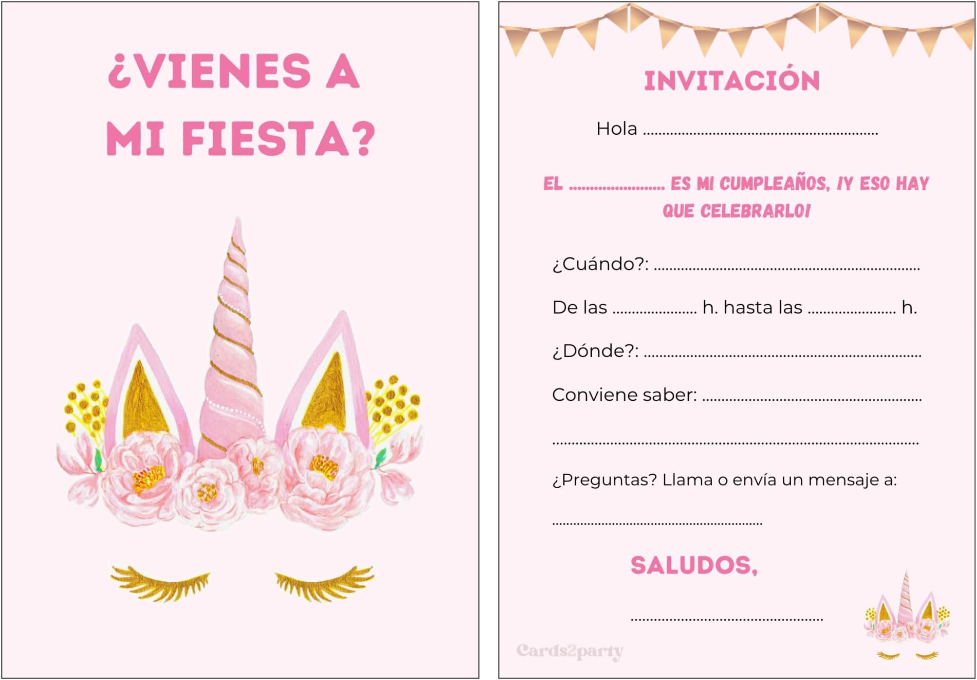 Cards2party 20 Pcs | invitaciones cumpleaños infantil, invitaciones ...