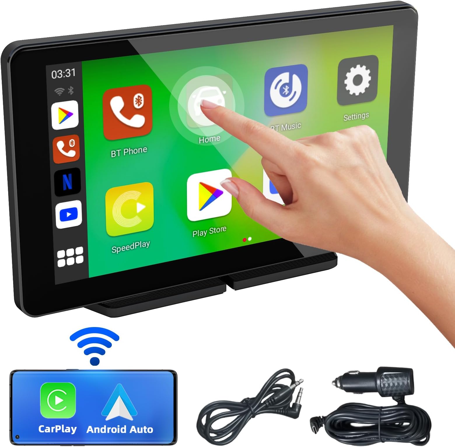 Amazon.com: HOTPEAK 7-inch Portable Carplay Screen for Car Compatable ...