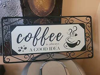 Amazon.com : Coffee Sign Metal Wall Decor Wood Coffee Sign Combine With ...