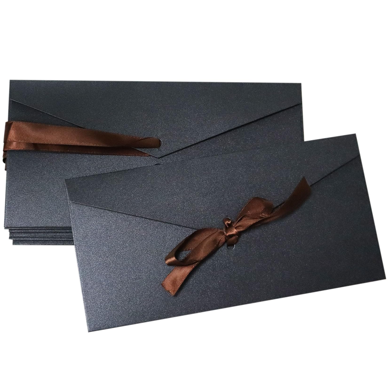 Amazon.com : 10 Pack Black Kraft Paper Envelopes with Ribbons ...