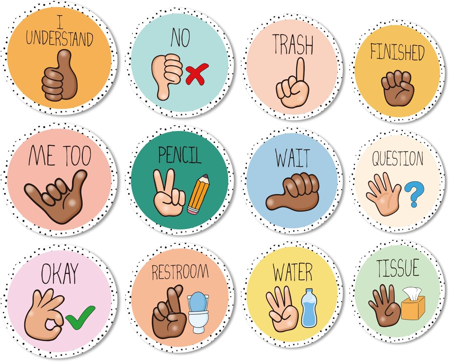 Amazon.com: JarThenaAMCS 12Pcs Boho Classroom Hand Signals Posters ...