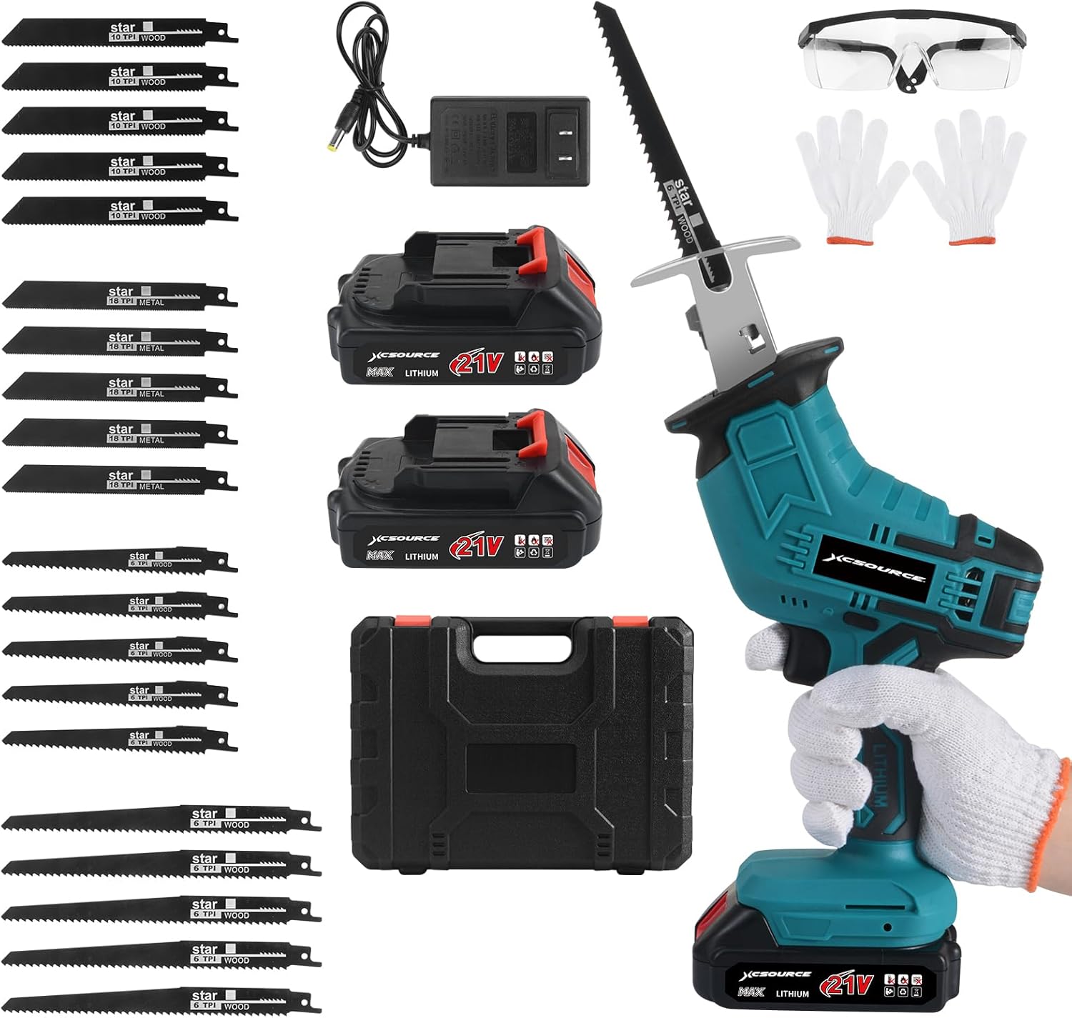 XCSOURCE Cordless Reciprocating Saw, Reciprocating Power Saw with 2 ...