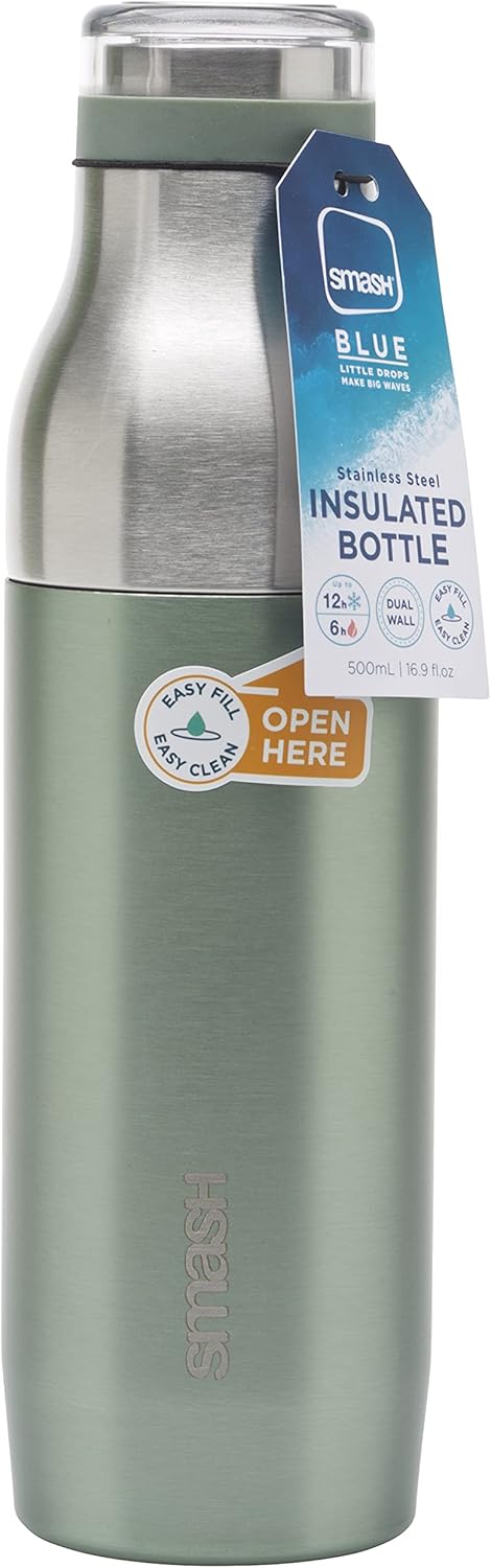 Amazon.com: Smash Stainless Steel Drink Bottle/Flask, Sage, 16.9oz ...