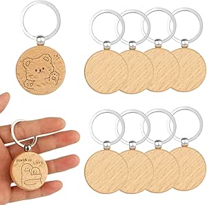 Amazon | LIKENNY 木製 キーホルダー 番号札 荷札 円型 無地 10個セット キータグ 名入れ DIY 軽量 紛失防止 ハンドメイド材料 | 番号札・荷札 | 文房具・オフィス用品