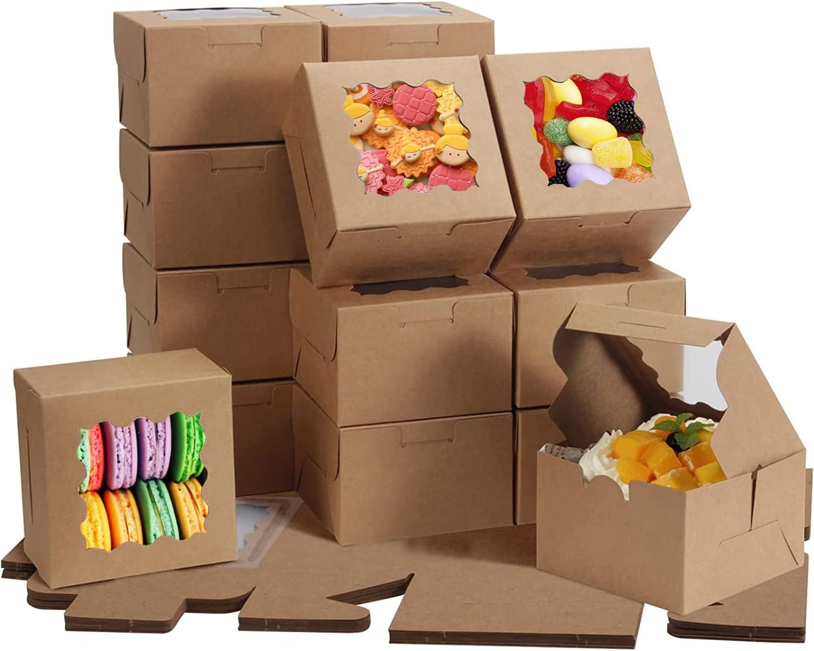 Cajas para Postres de Papel Kraft Con Ventana, 50 Unidades Cajas para ...