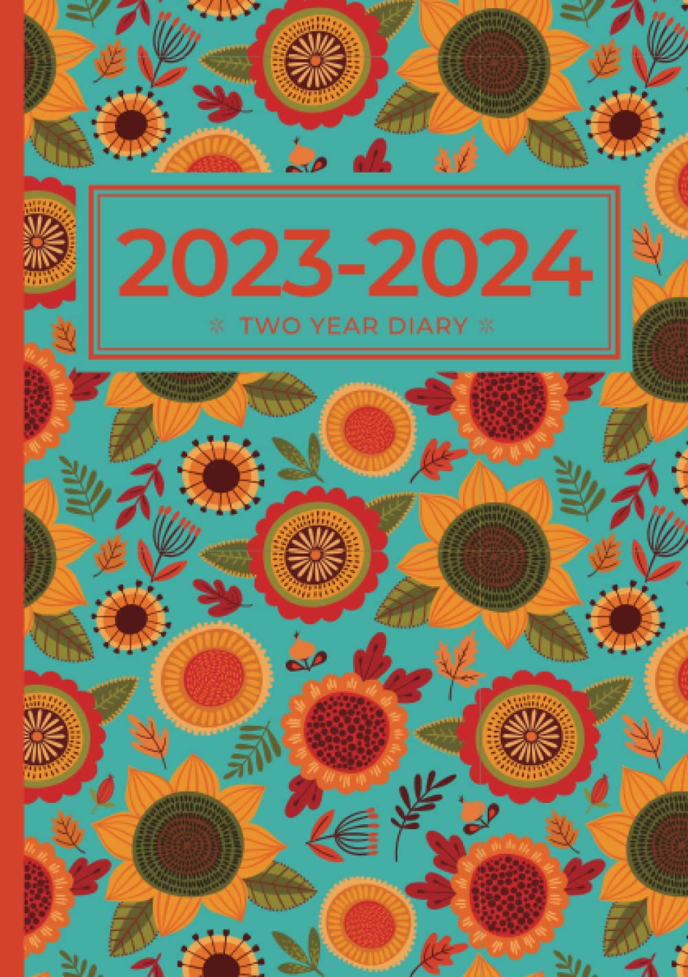 Amazon.com: 2023-2024 2 Year Diary | Funky Sunflower Teal Garden: UK ...