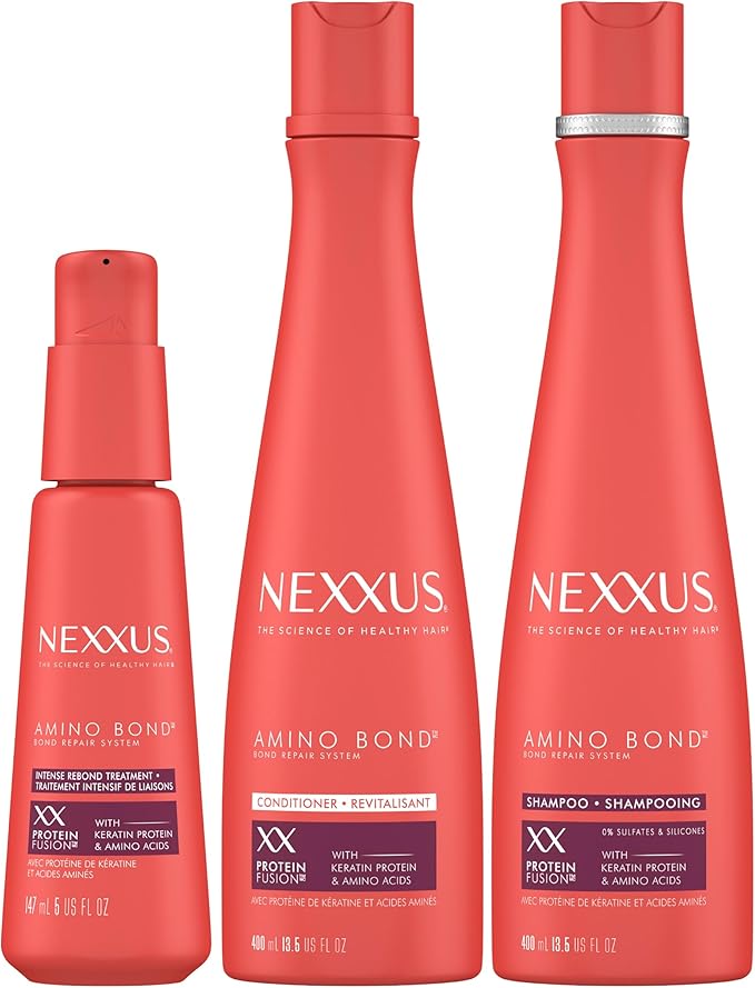 Nexxus Shampoo, Conditioner, & Rebond Treatment Amino Bond 3 for All ...