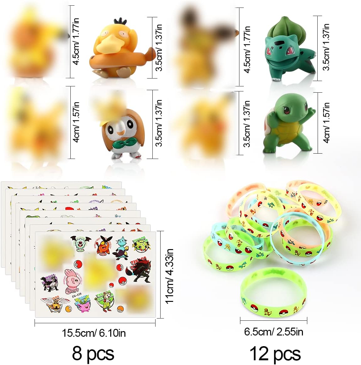 LEMING 8 Pcs Mini Figures Set, 8 Sheets Temporary Tattoo for Kids,12 ...
