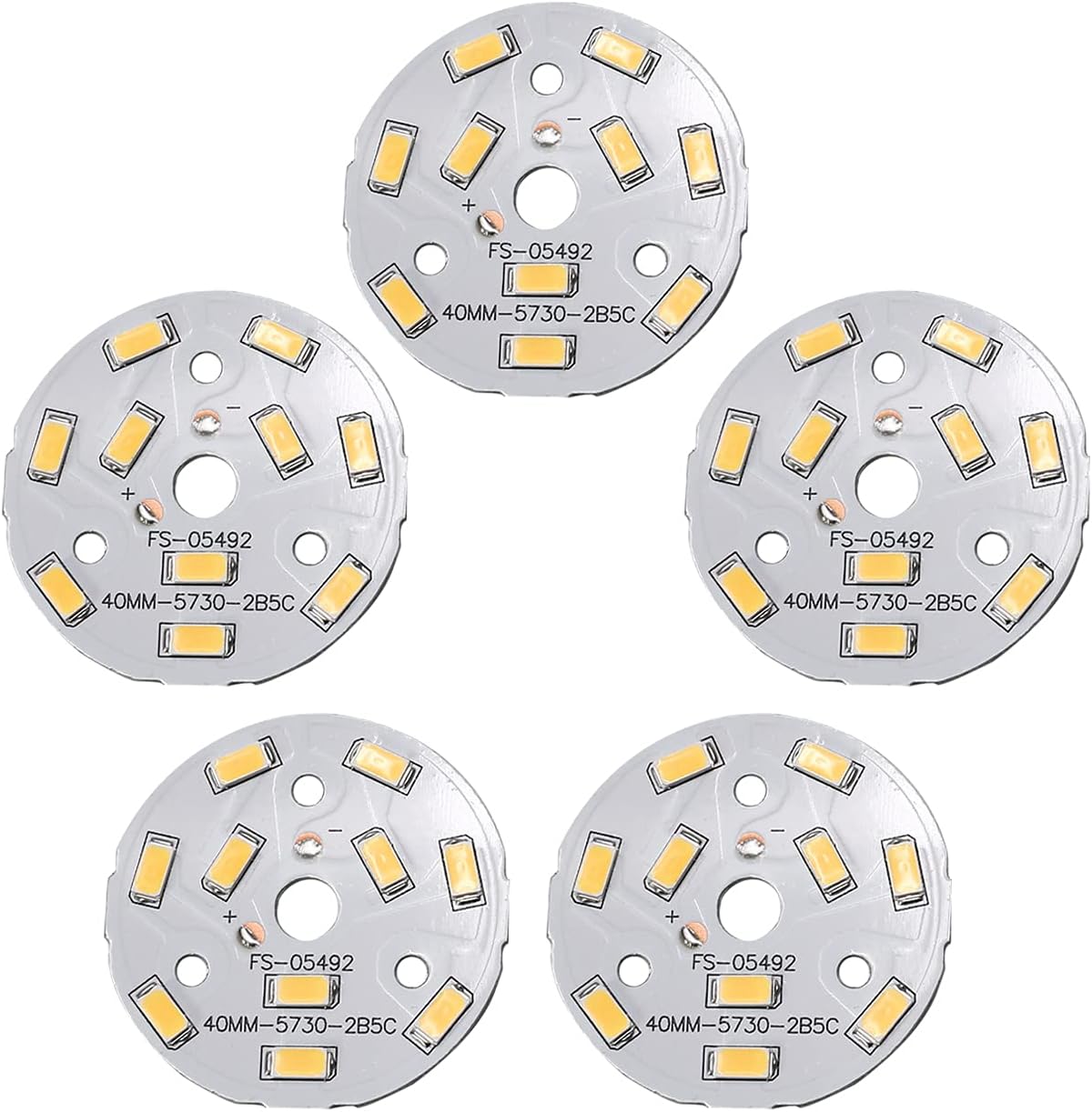 Bettomshin Bombilla SMD LED Chip Circular Módulo 5W Aluminio Blanco ...