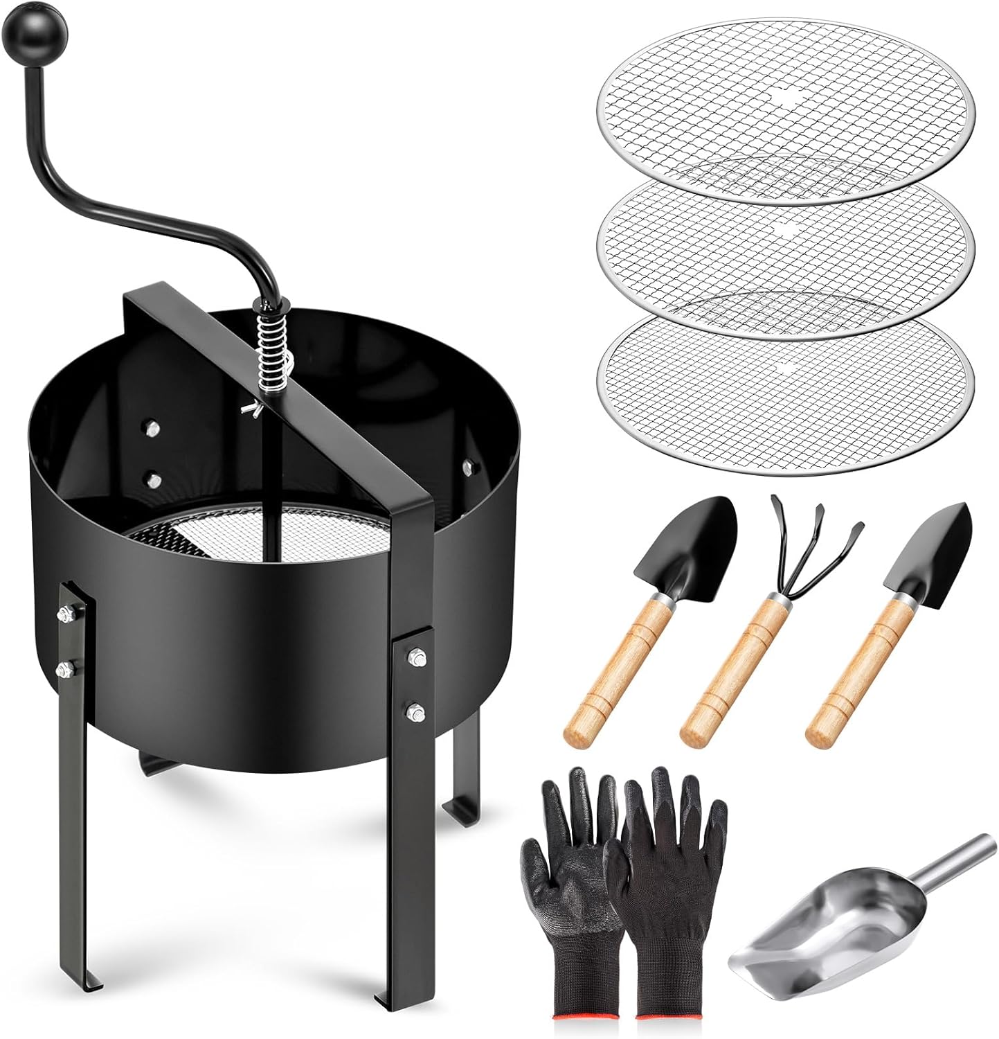 Amazon.com : Reallnaive 9 Pcs Rotary Soil Sifter Set Including Compost ...