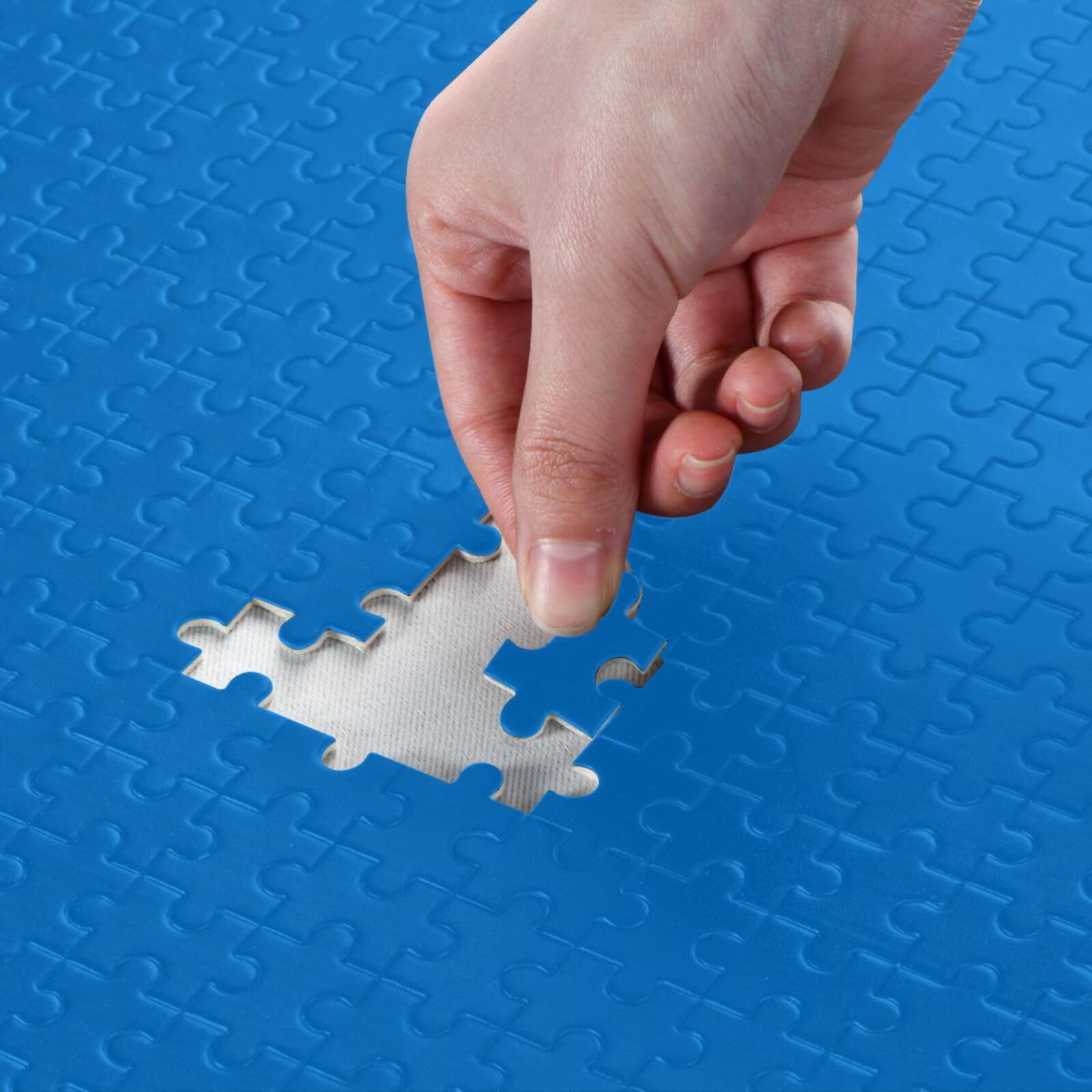 Solid Blue Puzzle Pieces Jigsaw Puzzle Blue Chaos Stock Photo