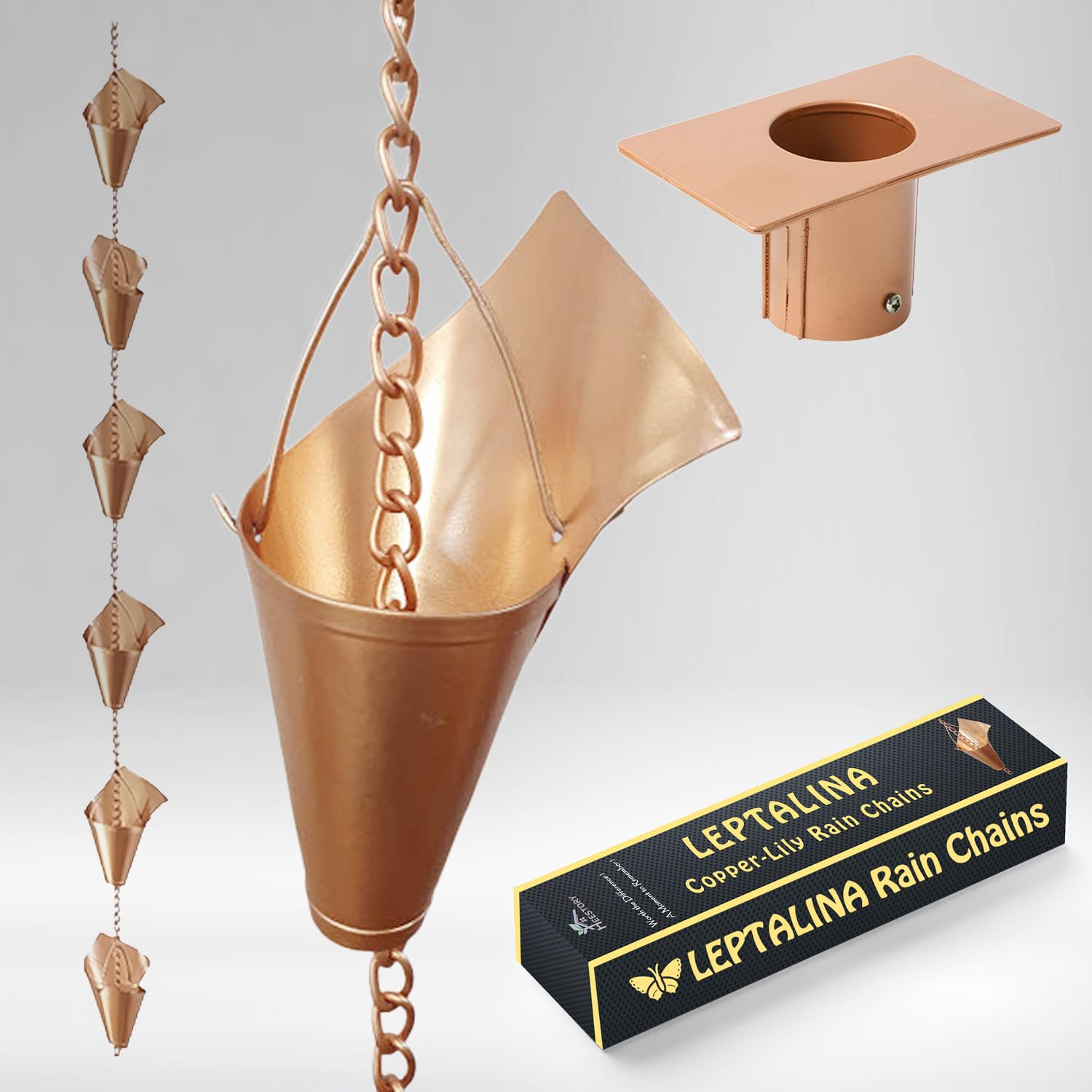 Buy LEPTALINA 8.5FT Lily Iron Rain Chains for Gutter and Rain Barrel ...