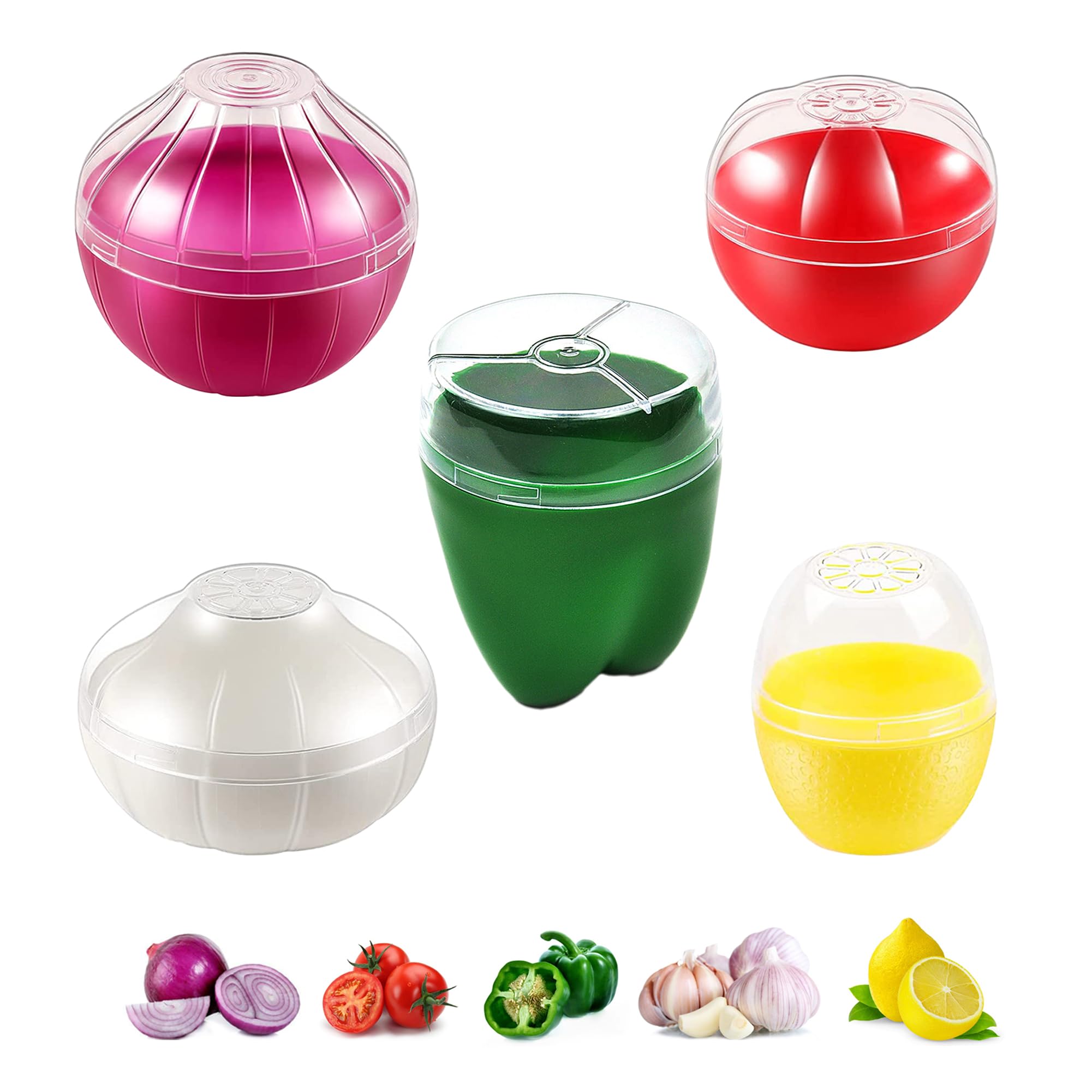 Amazon.com: Magicaleast 5PCS Fruit and Vegetable Shaped Savers Storage ...
