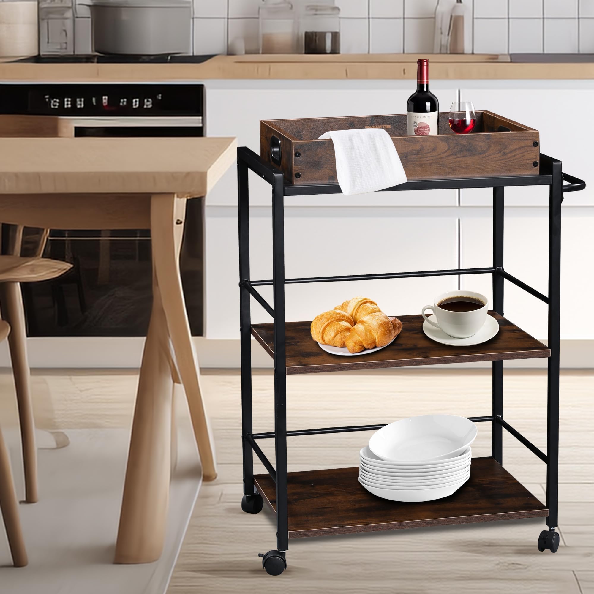 Amazon.com - BETTAHOME Home Bar Serving Cart, Drink Cart, 3 Tier ...