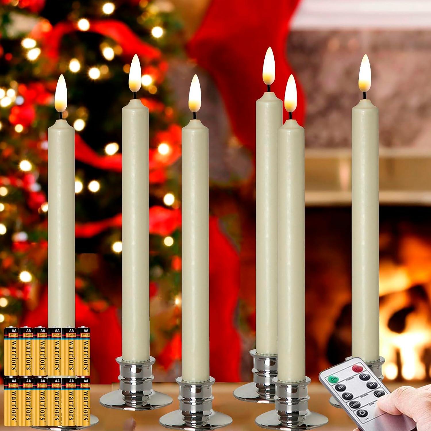 Amazon.com: Set of 6 Flameless Ivory Wax Windows Candles with 12 AA ...