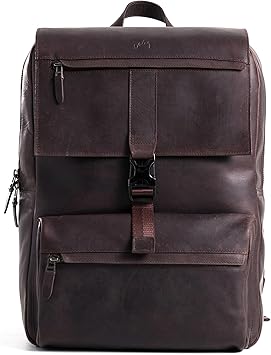 Amazon.com: Leather Backpack for Men & Women, Classic Dark Brown ...