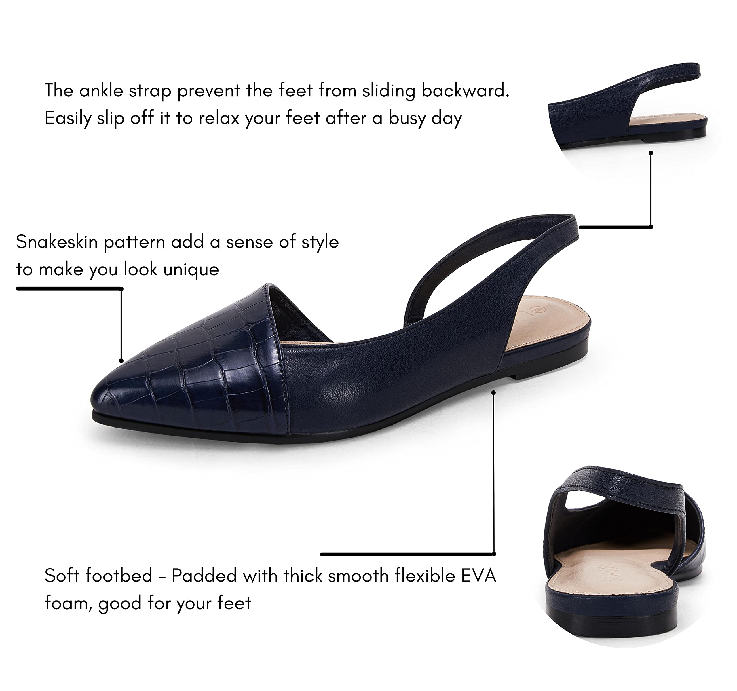 Snapklik.com : Womens Slingback Flats Closed Pointed Toe Animal Print ...